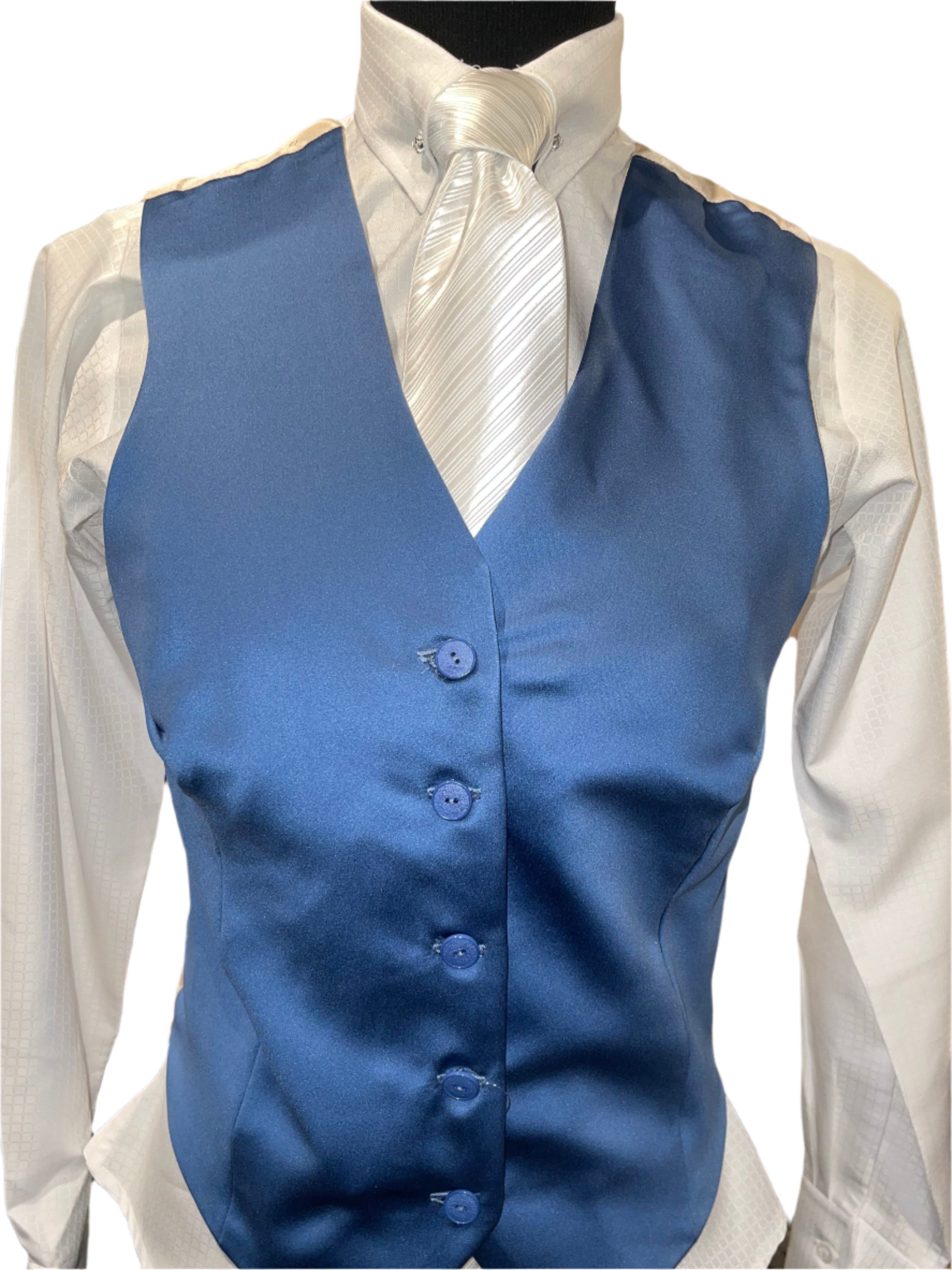 Custom, Blue Silk Ladies Show Vest – My Trainer’s Closet
