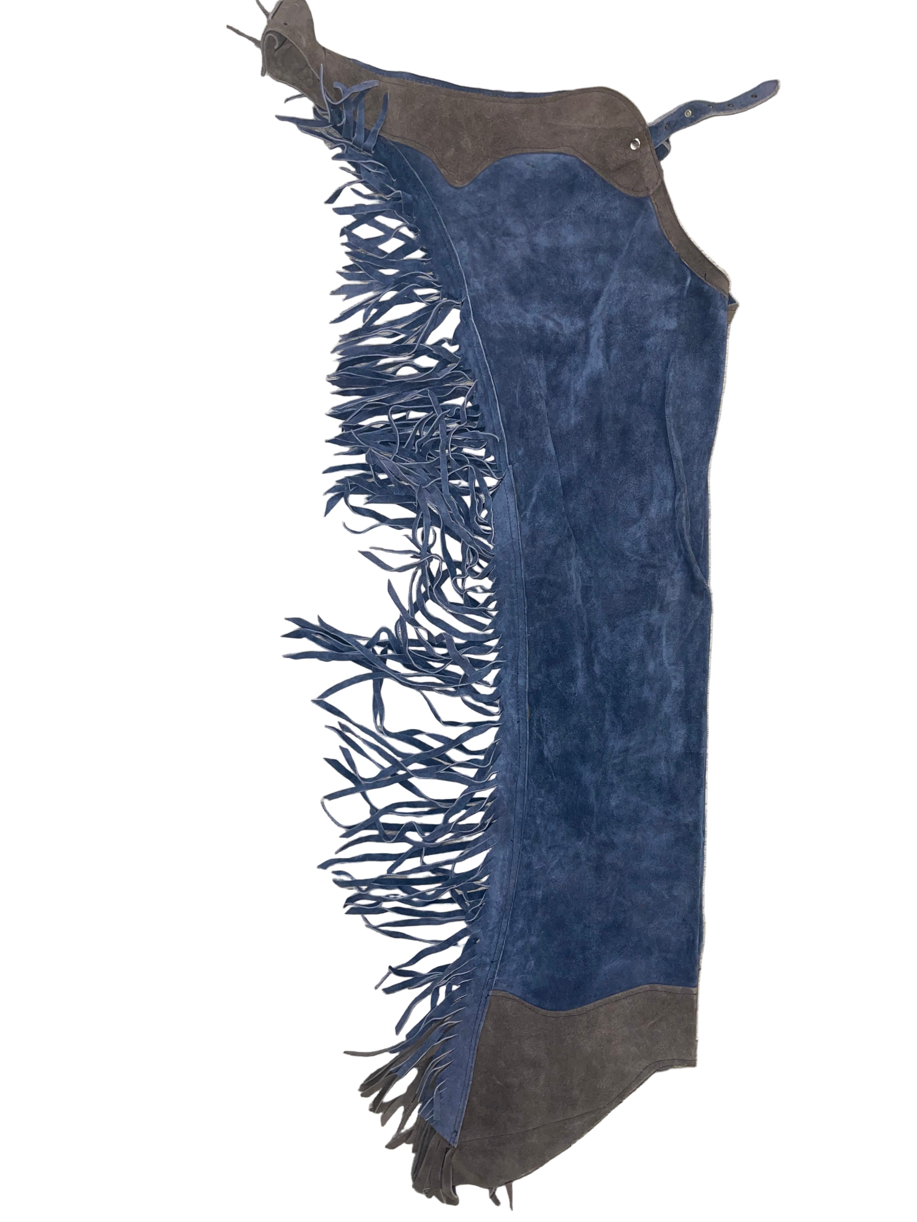 Custom, Navy Ultrasuede Chaps With Tan – My Trainer’s Closet
